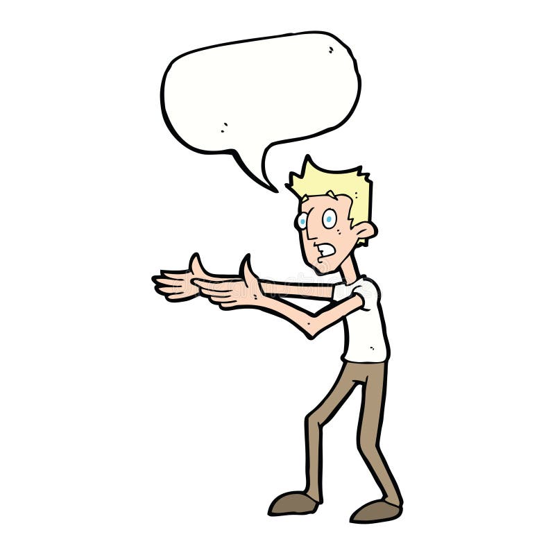 Cartoon Man Desperately Explaining with Thought Bubble Stock ...