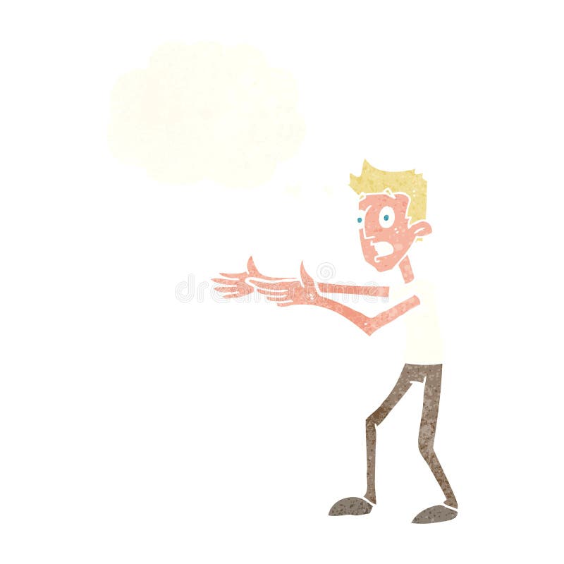 Cartoon Man Desperately Explaining with Thought Bubble Stock ...