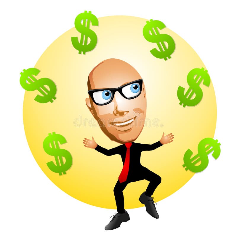 Cartoon Man with Dollar Signs Stock Illustration - Illustration of ...