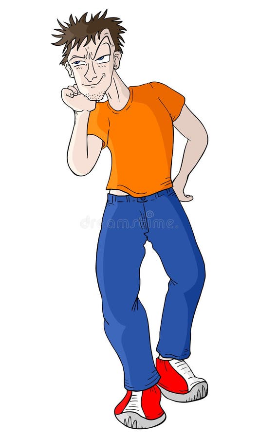 Cartoon man draw stock vector. Illustration of shoe, hand - 65569254