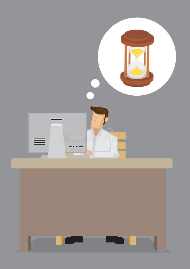 Office Worker Thinking about Time Vector Illustration Stock Vector ...