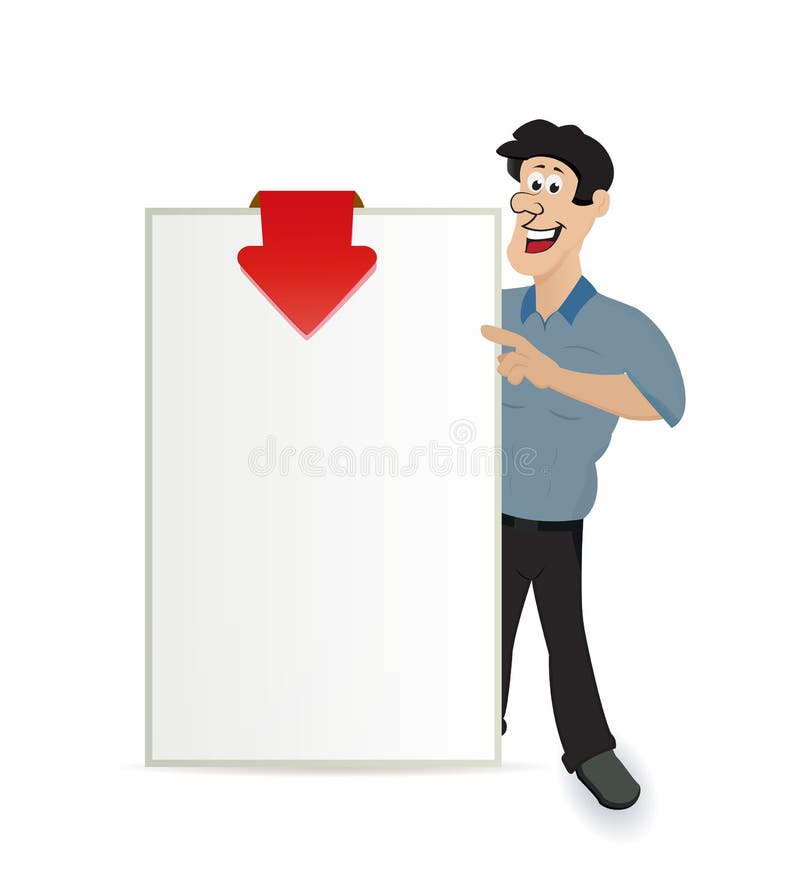 Cartoon Man with Empty Banner Stock Vector - Illustration of empty ...