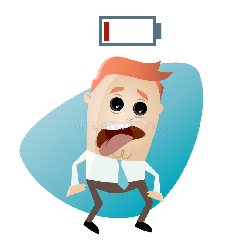 Cartoon Man with Empty Battery Stock Vector - Illustration of business ...