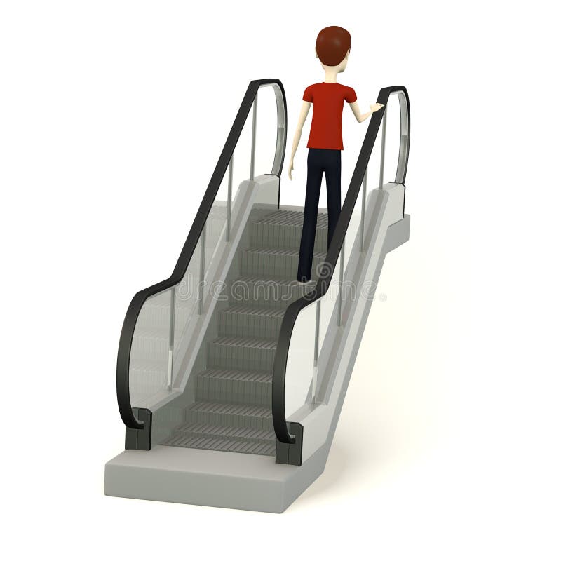 Cartoon man on escalator stock illustration. Illustration of character ...