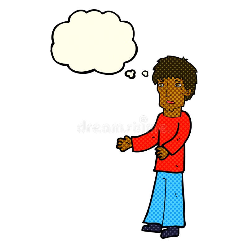 Cartoon Man Explaining with Thought Bubble Stock Illustration ...