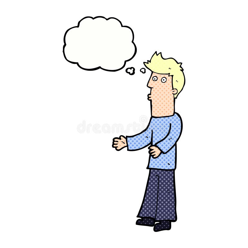 Cartoon Man Explaining with Thought Bubble Stock Illustration ...
