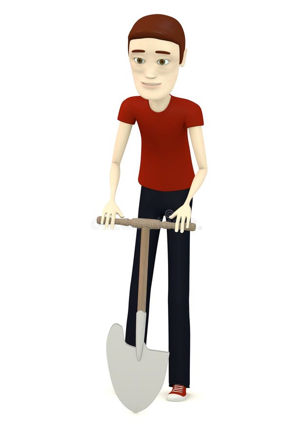 Cartoon man with shovel stock illustration. Illustration of girl - 29796645