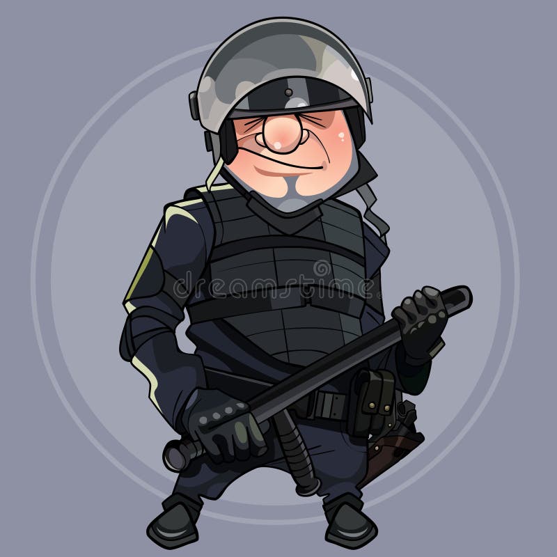 Cartoon Man in the Form of Special Forces in Body Armor and Helmet ...