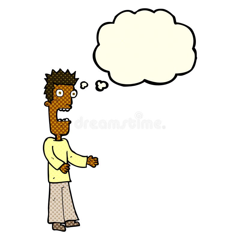 Cartoon Man Freaking Out with Thought Bubble Stock Illustration ...