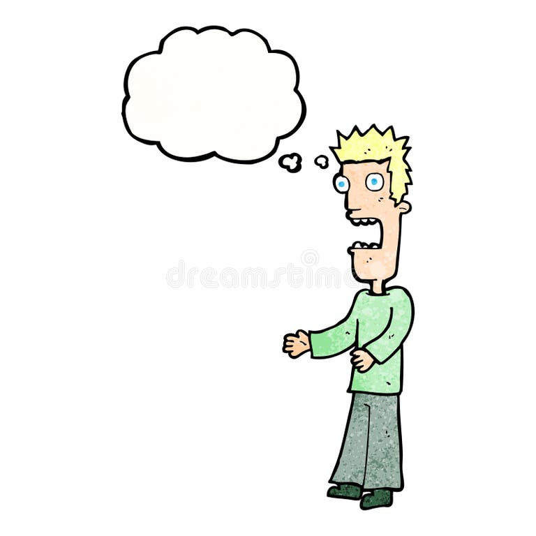 Cartoon Man Freaking Out with Thought Bubble Stock Illustration ...