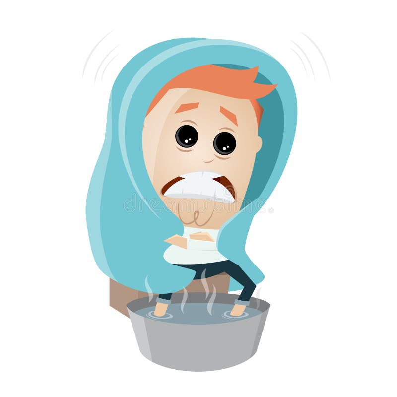 Cartoon man is freezing stock vector. Illustration of blanket - 73188148