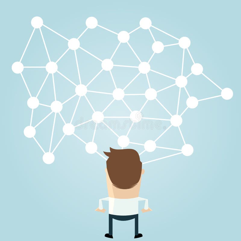 Cartoon Man in Front of a Big Network Stock Vector - Illustration of ...