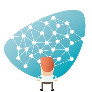 Cartoon Man in Front of a Big Network Stock Vector - Illustration of ...