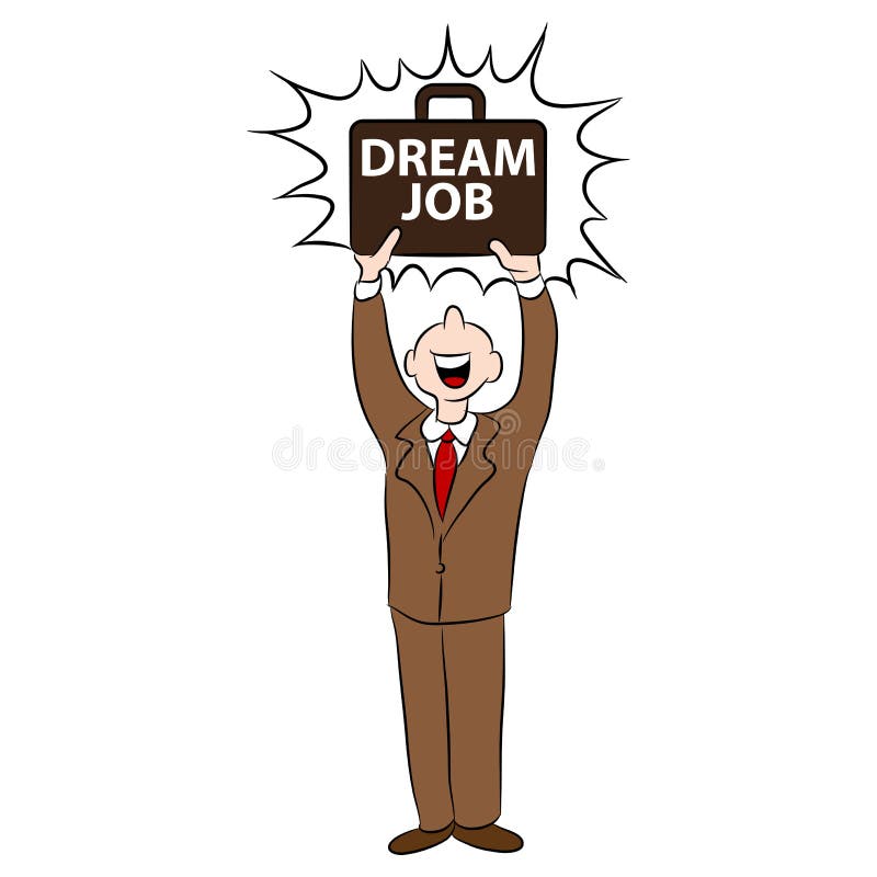 Cartoon Man Gets Dream Job stock vector. Illustration of vector - 57325817