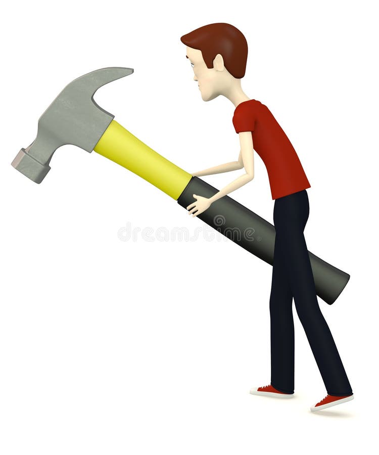 Cartoon man with hammer stock illustration. Illustration of tool - 30577071
