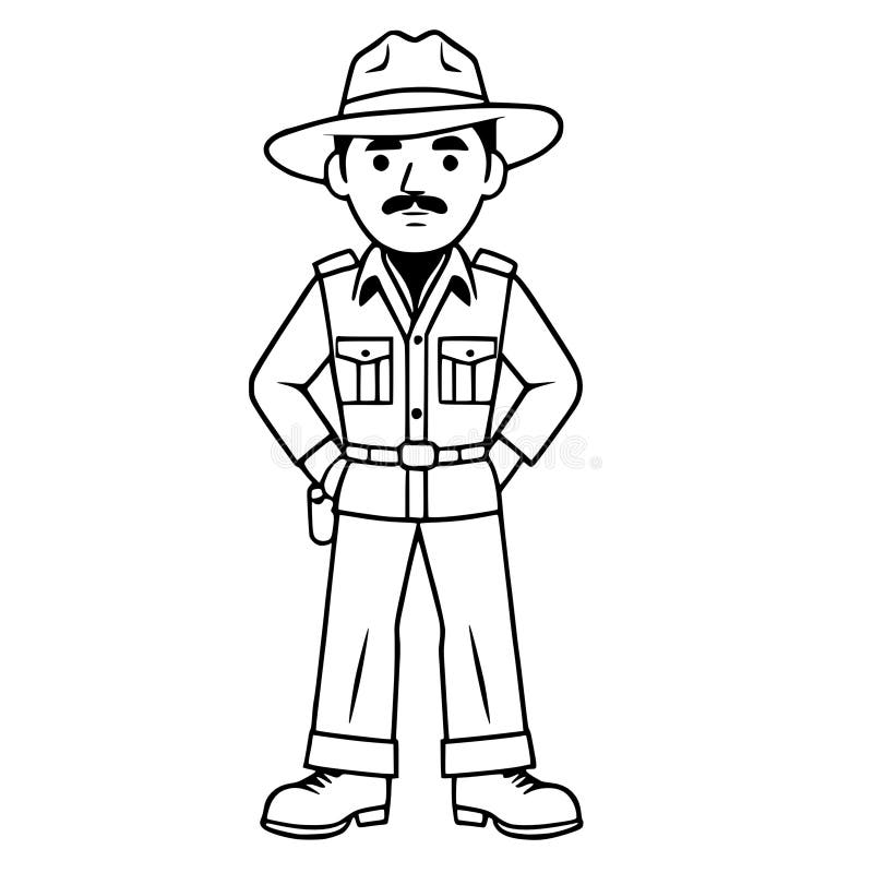 Cartoon Man with Hat and Vest Illustration Graphic Design Stock ...