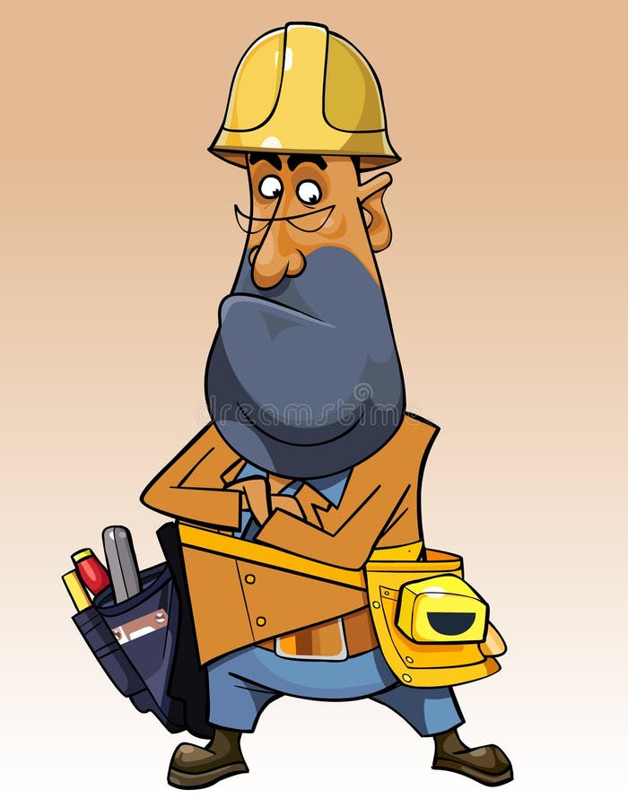 Cartoon Man with Helmet and Tools Stock Vector - Illustration of ...
