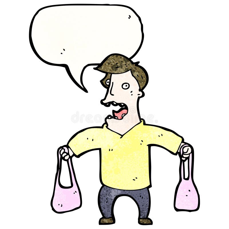 Cartoon Man Holding Handbag Stock Vector - Illustration of drawing ...