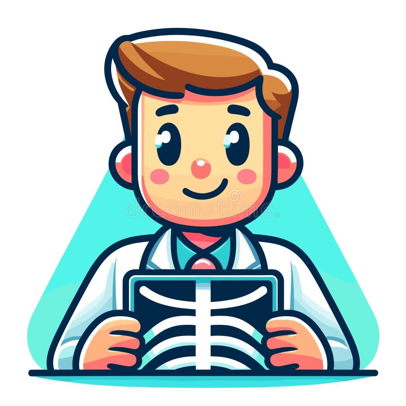 A Cartoon Man is Holding a Skeleton and Smiling Stock Illustration ...