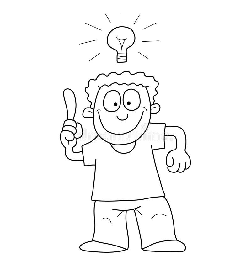 Cartoon Man Gets a Bright Idea. Stock Vector - Illustration of ...