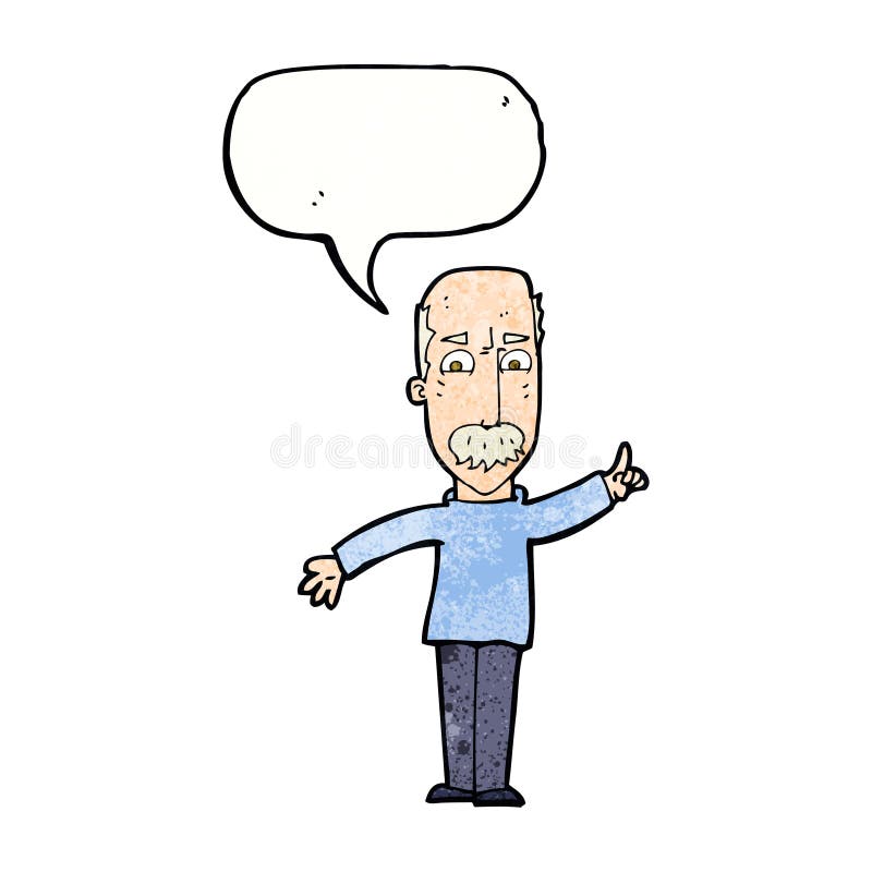 Cartoon Man Issuing Stern Warning with Speech Bubble Stock Illustration ...