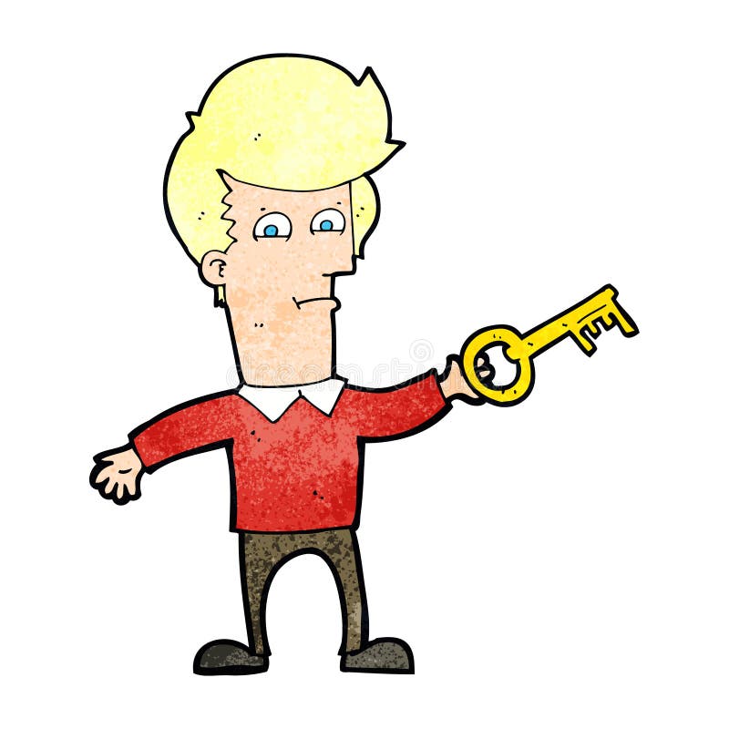 Cartoon man with key stock illustration. Illustration of quirky - 52971066