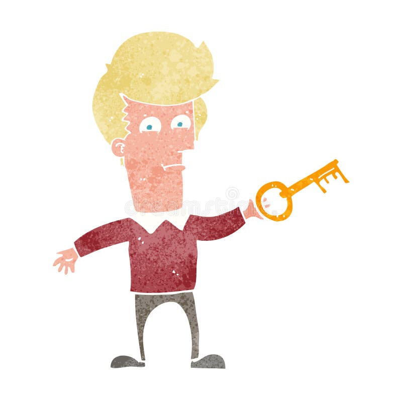 Cartoon man with key stock illustration. Illustration of quirky - 52971156