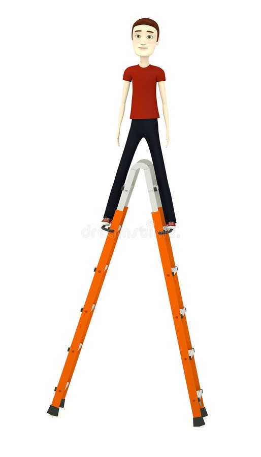 Cartoon man on ladder stock illustration. Illustration of toon - 31042915