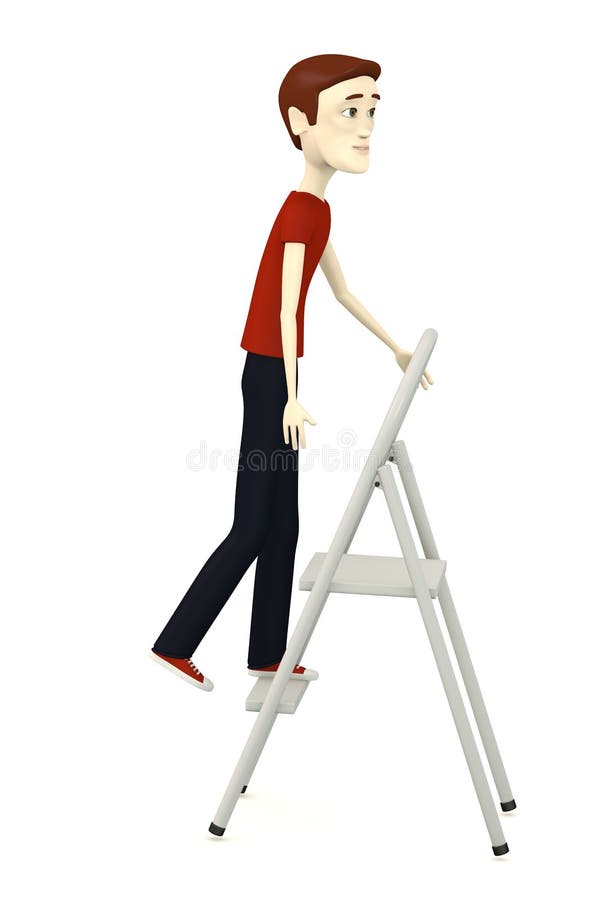 Cartoon man on ladder stock illustration. Illustration of toon - 31240286