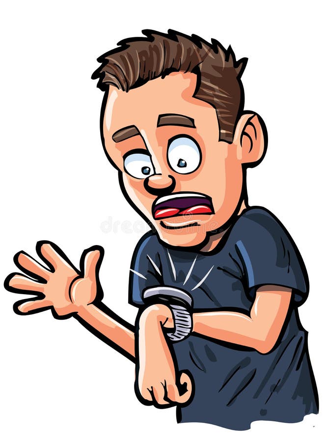 Cartoon Man Looking At His Watch Royalty Free Stock Photo - Image: 23759215