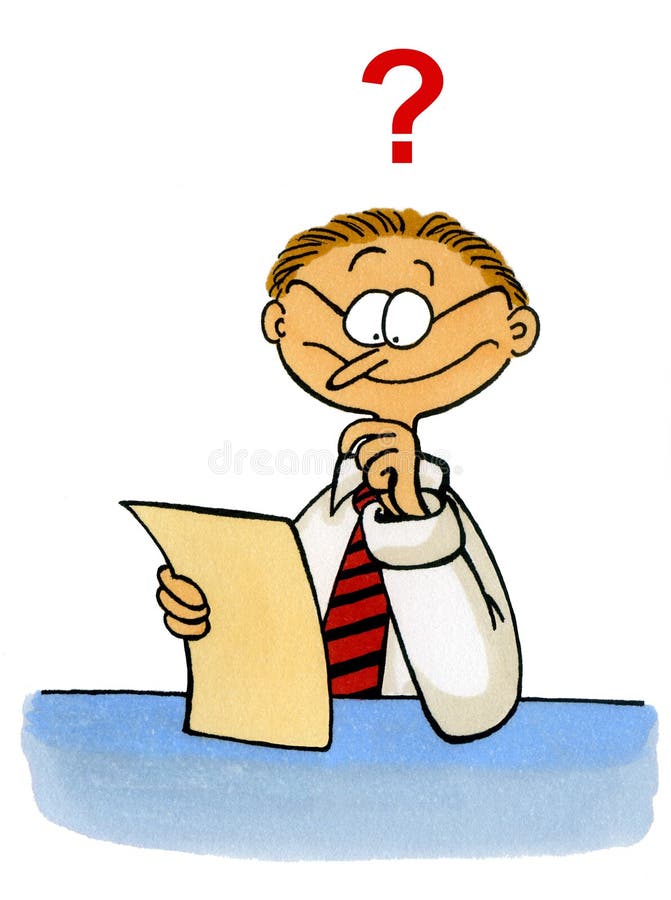 Cartoon of a Man Looking Puzzled at a Document Stock Illustration ...