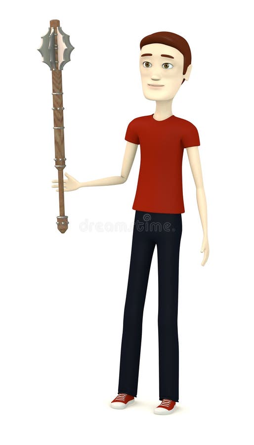 Cartoon man with mace stock illustration. Illustration of render - 31165843