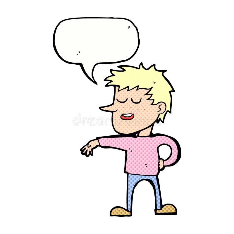 Cartoon Man Making Dismissive Gesture with Speech Bubble Stock ...