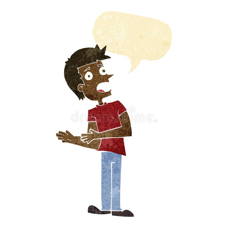 Cartoon Man Making Excuses with Speech Bubble Stock Illustration ...