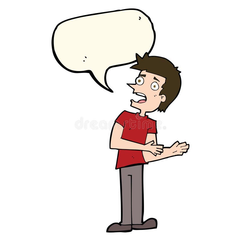 Cartoon Man Making Excuses with Speech Bubble Stock Illustration ...