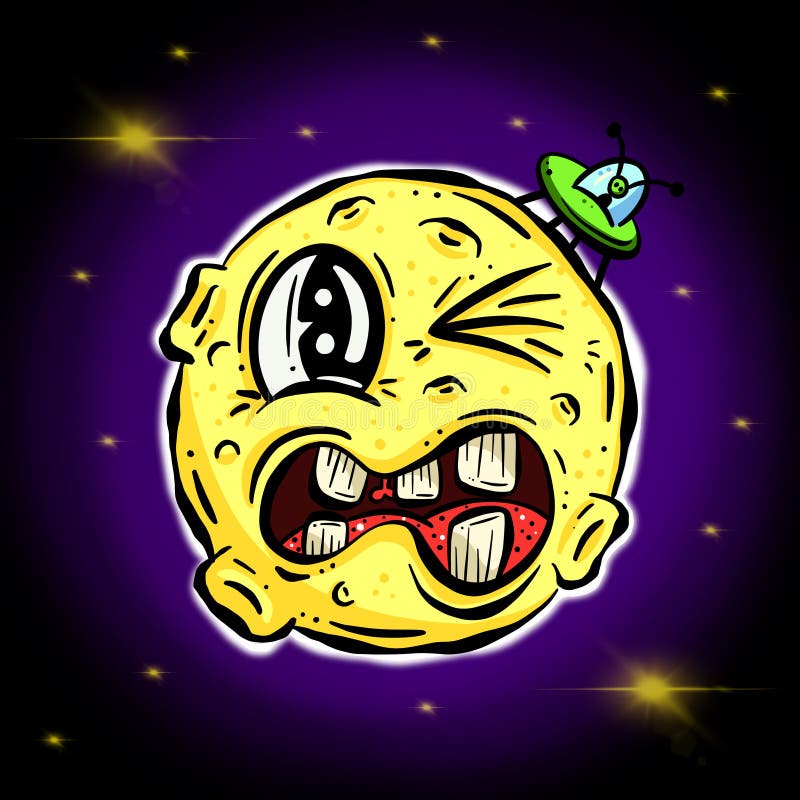 Cartoon Man in the Moon Lunar Character Very Funny Vector Illustration ...