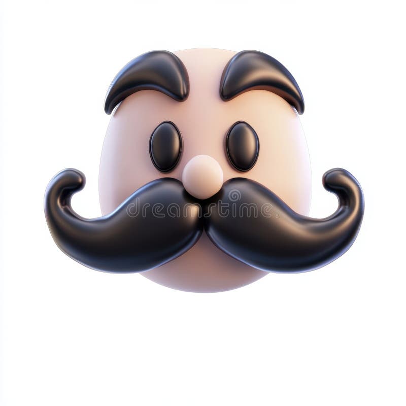 A Cartoon Man with a Mustache and a Serious Expression Stock ...