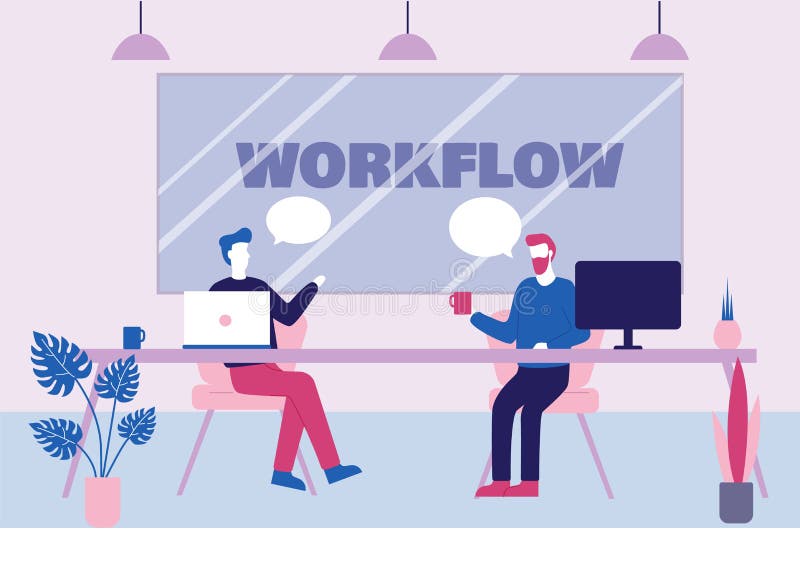 Cartoon Man Notebook Work Drink Coffee Chatting Stock Vector ...