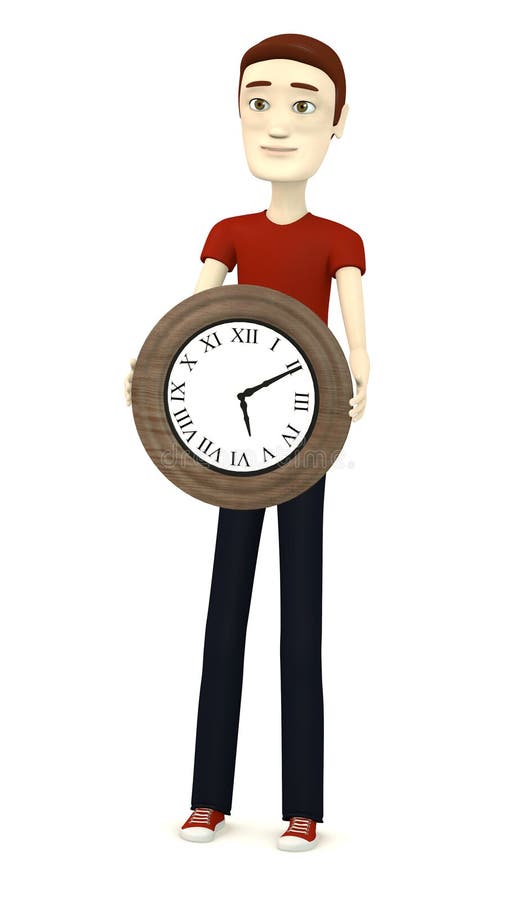 Cartoon man with old clock stock illustration. Illustration of wall ...