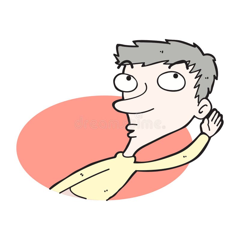 Cartoon Man Overhearing Something Stock Vector - Illustration of ears ...