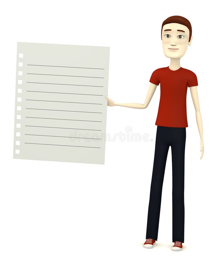 Cartoon man with paper stock illustration. Illustration of young - 31098514