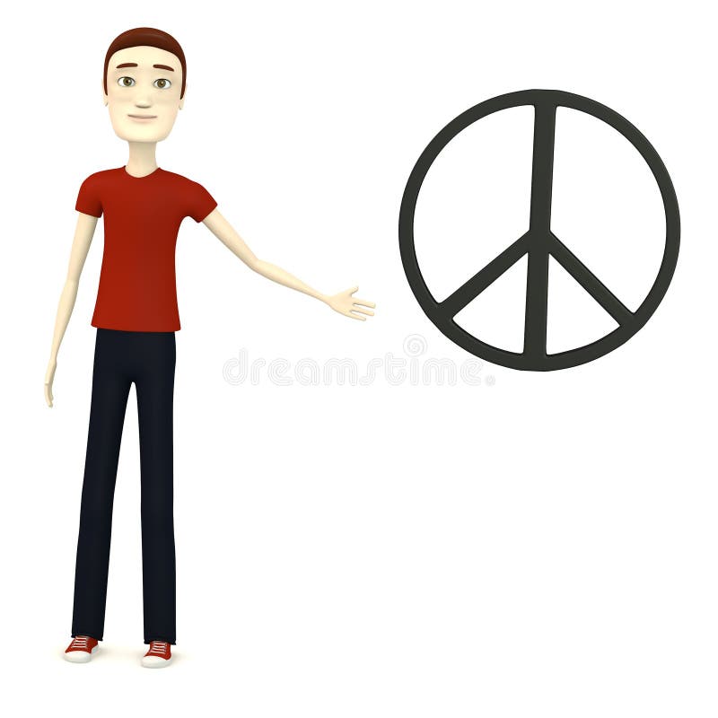 Cartoon Man with Peace Symbol Stock Illustration - Illustration of toon ...