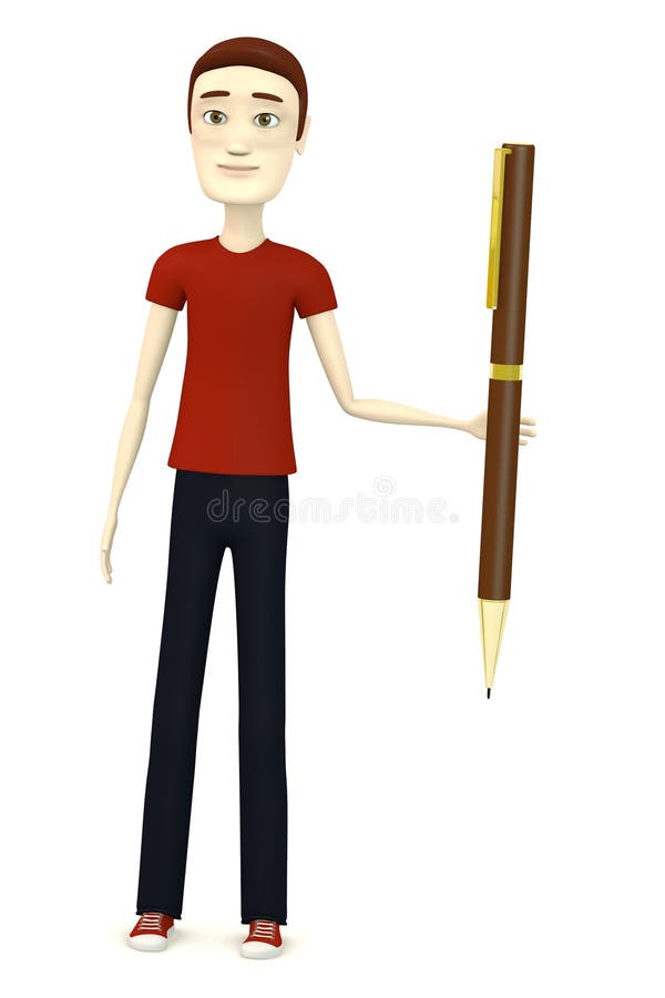 Cartoon man with pen stock illustration. Illustration of luxury - 31098547