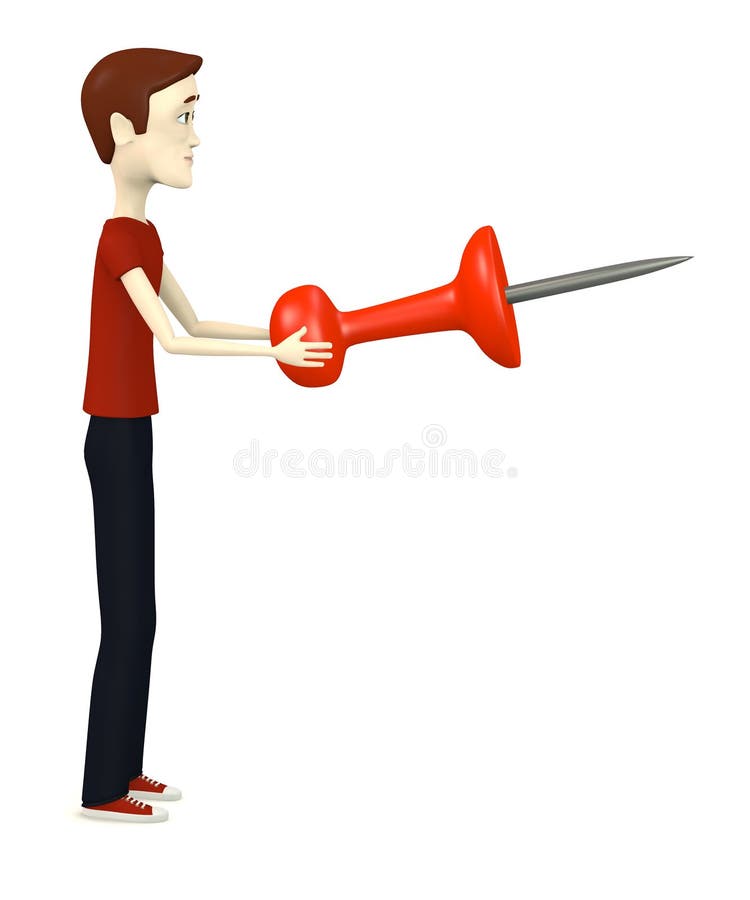 Cartoon man with pin stock illustration. Illustration of stationery ...