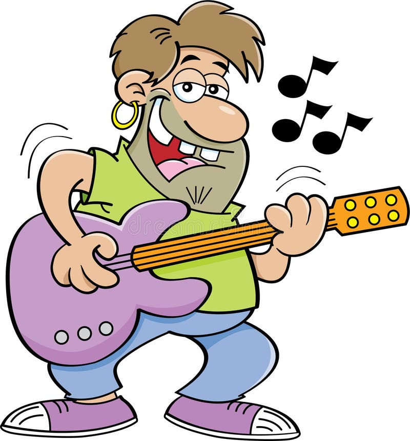 Cartoon Man Playing a Guitar. Stock Vector - Illustration of instrument ...