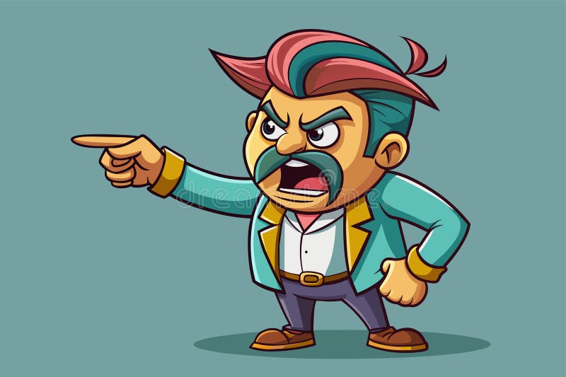 A Cartoon Man with a Pointed Finger Pointing at Something Off-screen ...