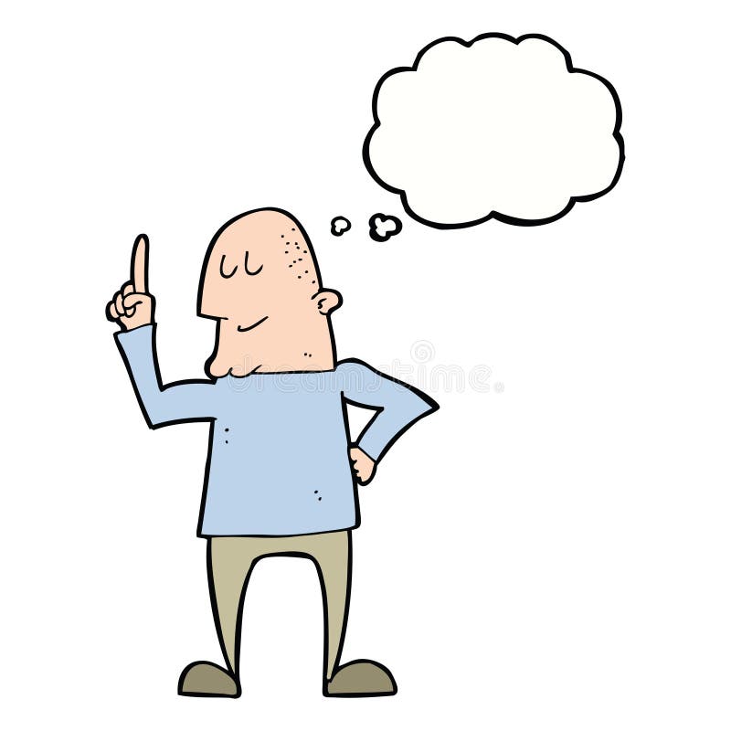 Cartoon Man Pointing Finger with Thought Bubble Stock Illustration ...