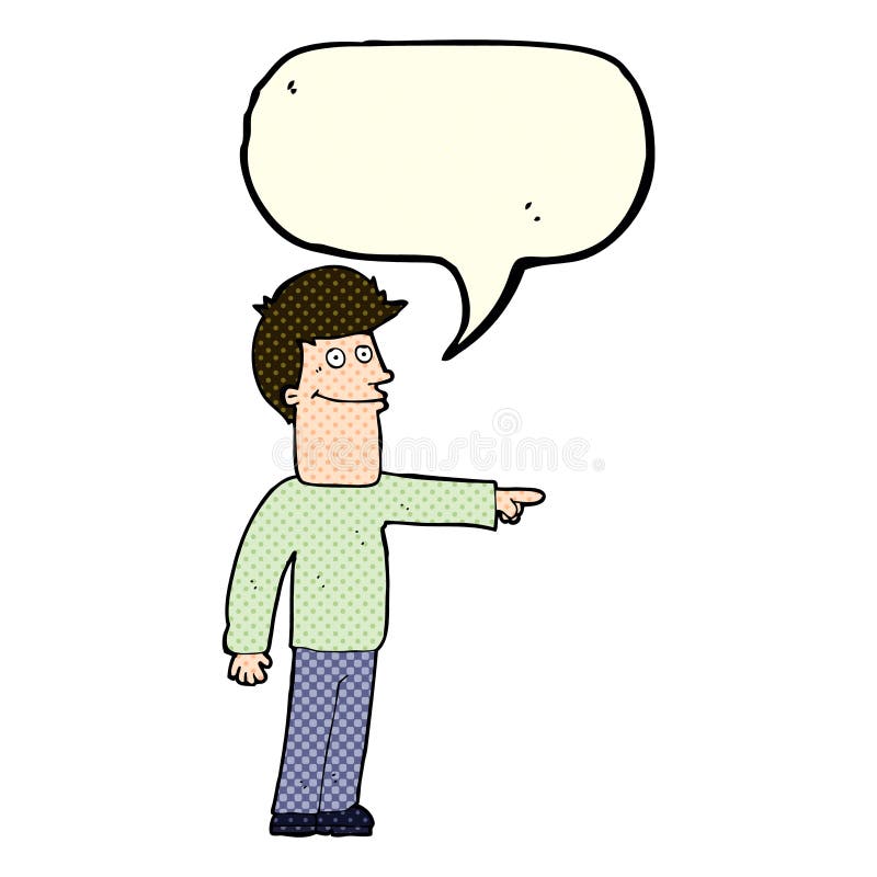 Cartoon Man Pointing with Speech Bubble Stock Illustration ...