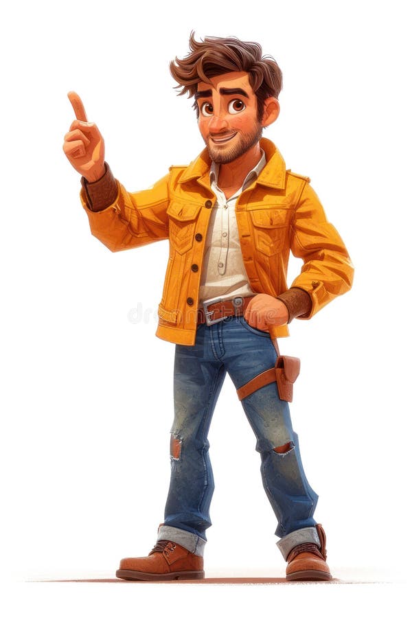 Cartoon Man Points a Finger at an Empty Place Extreme Closeup ...