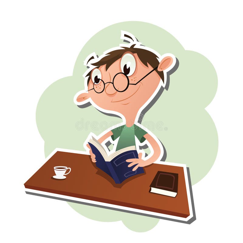 Cartoon man reading a book stock vector. Illustration of vector - 55580708